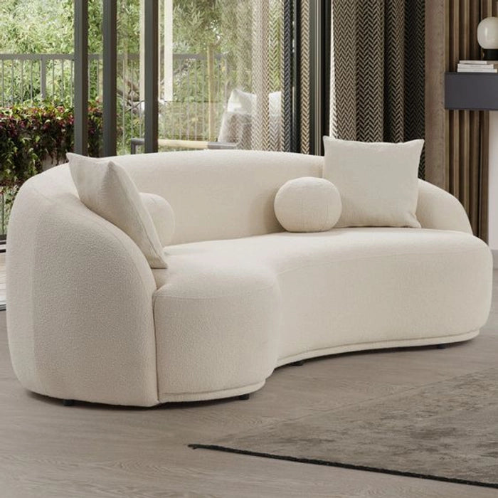 Amber Modern Large Full Italian Boucle Ivory 3 Seater Sofa – Asian ...
